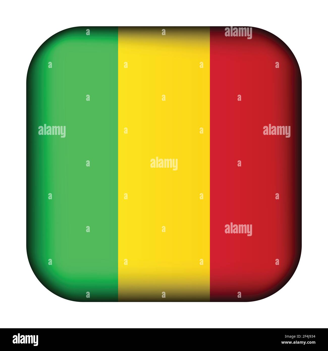 Glass light ball with flag of Mali. Squared template icon. National symbol. Glossy realistic ...