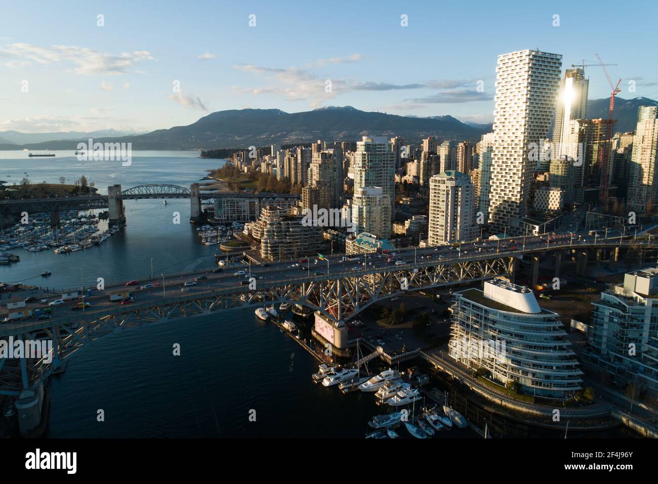 Aerial view of downtown Vancouver from above False Creek Stock Photo ...
