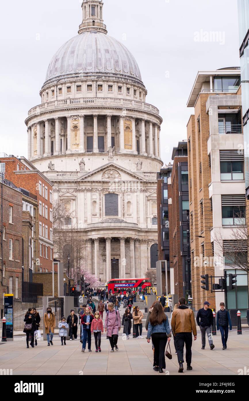 People out and about by St Paul's Cathedral.The daily number of COVID ...
