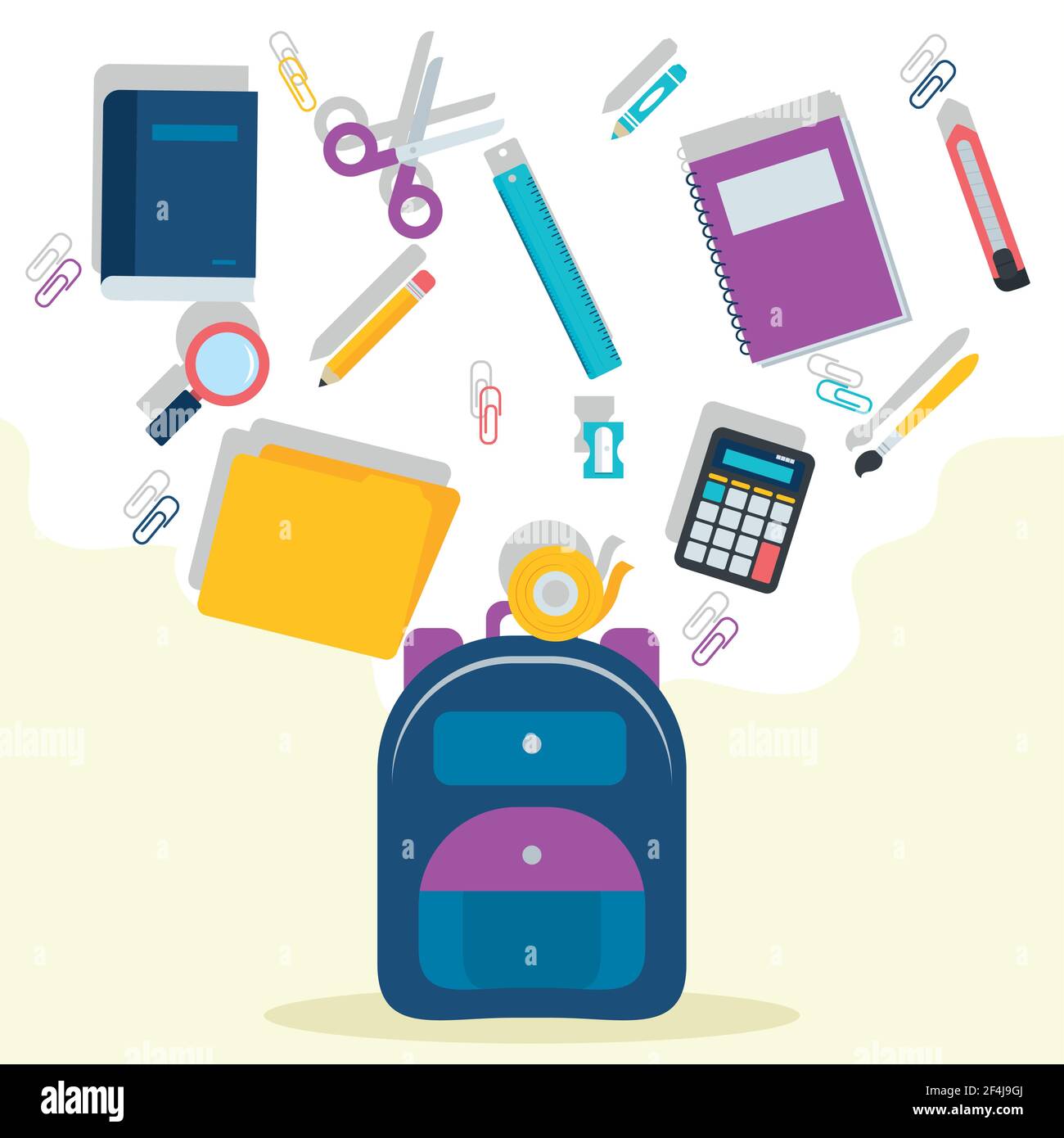 School bag with icon set Stock Vector Image & Art - Alamy