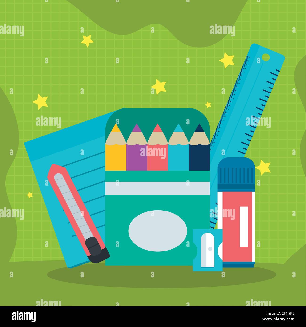 School pencils box with icons Stock Vector Image & Art - Alamy
