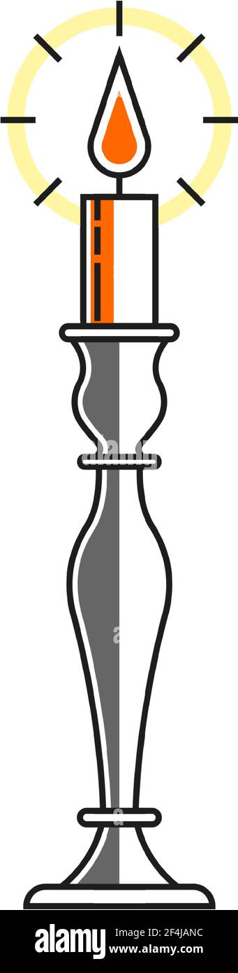 Vector candle holder, vintage candlestick illustration on white Stock ...