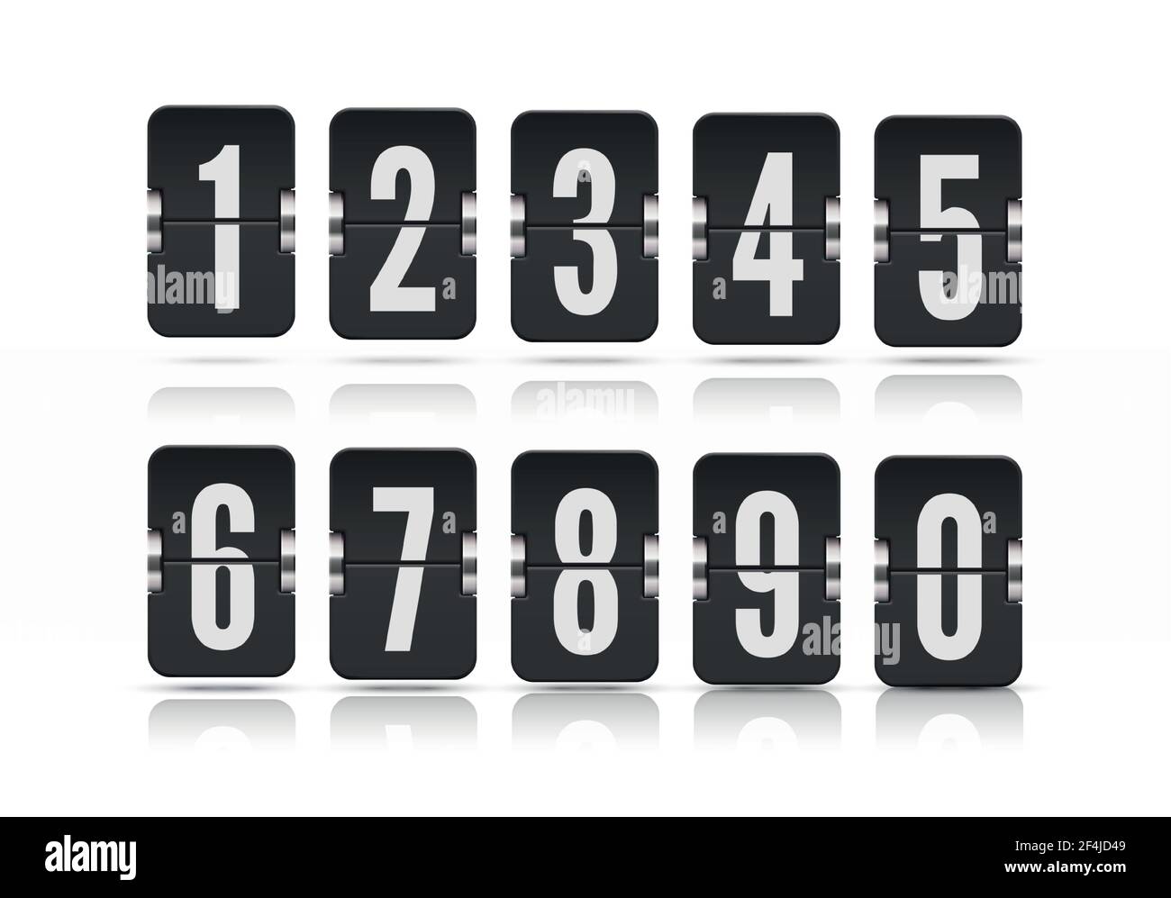 Vector template with flip scoreboard numbers and with reflections floating on different heights ...