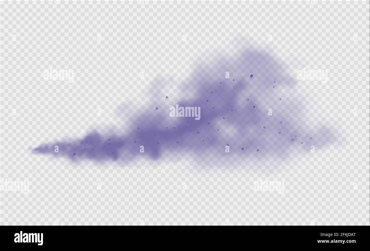 Purple dust or fog. Abstract purple powder explosion with particles ...