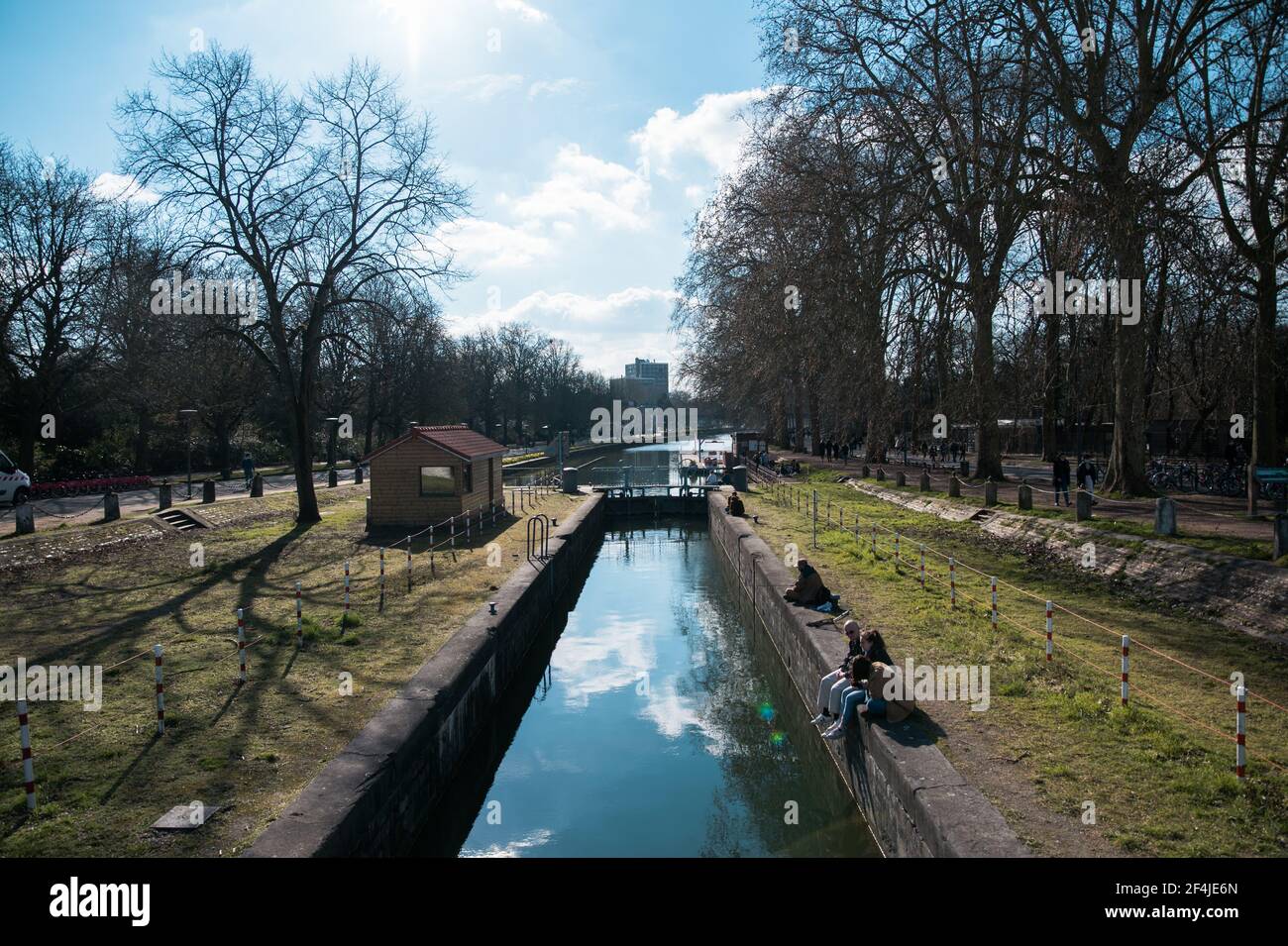 People walk at the Citadelle on the first day of 3rd lockdown in Lille ...