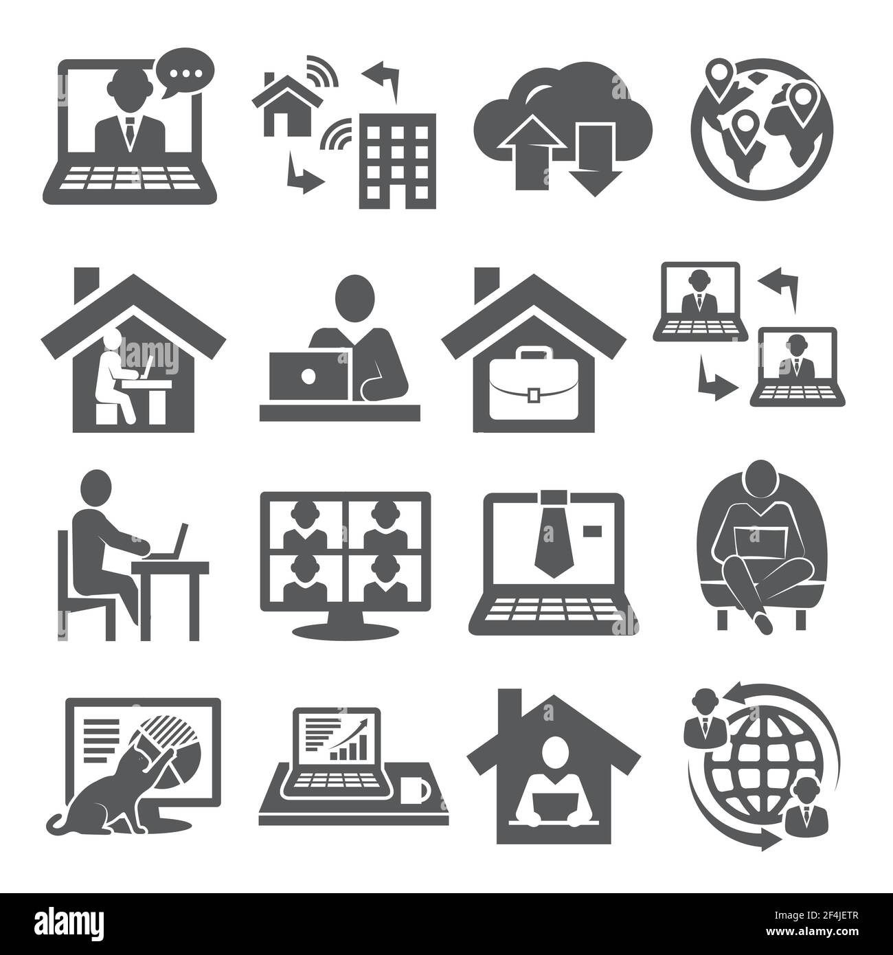 Home working icons on white background Stock Vector Image & Art - Alamy