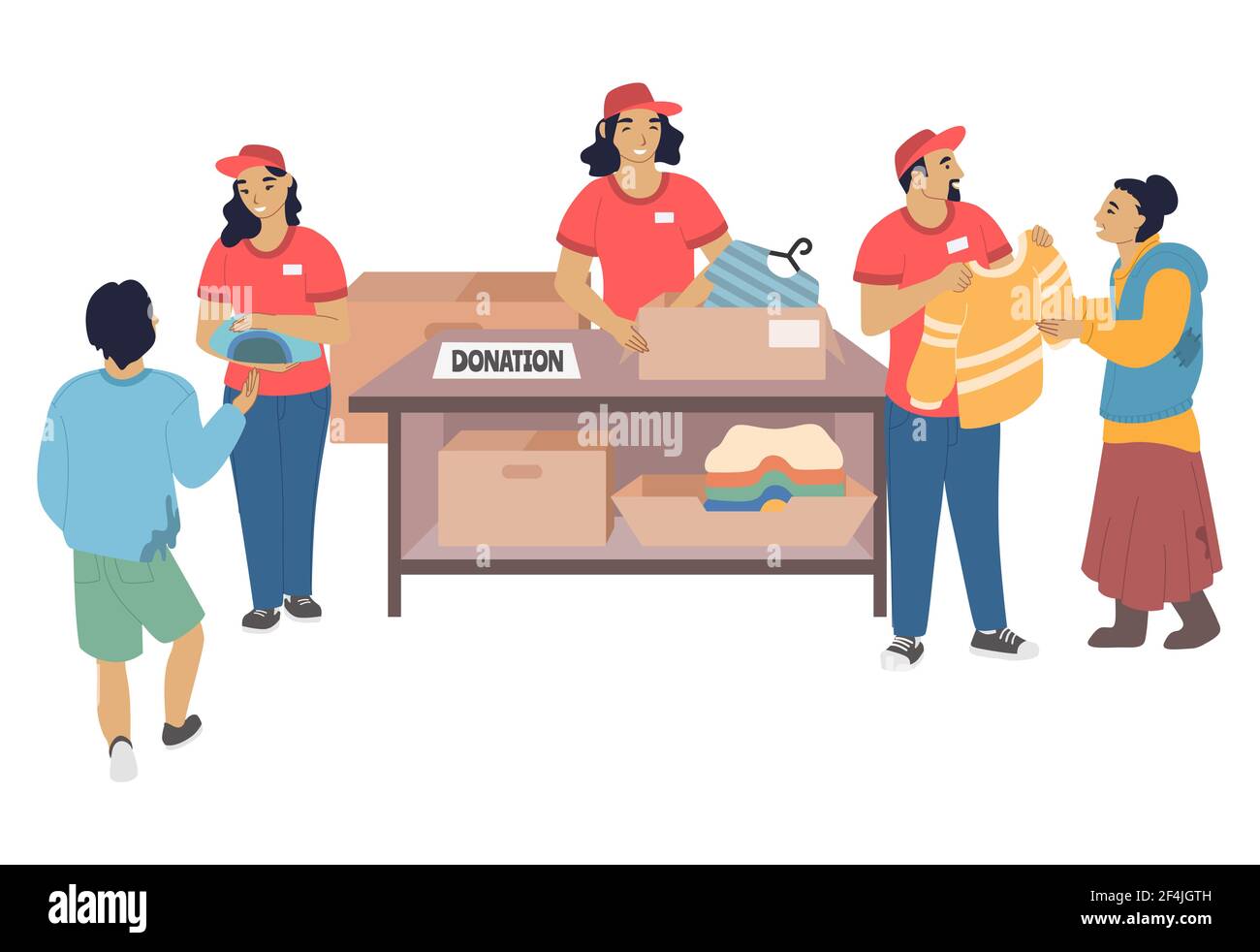 People Giving Food To The Poor Cartoon