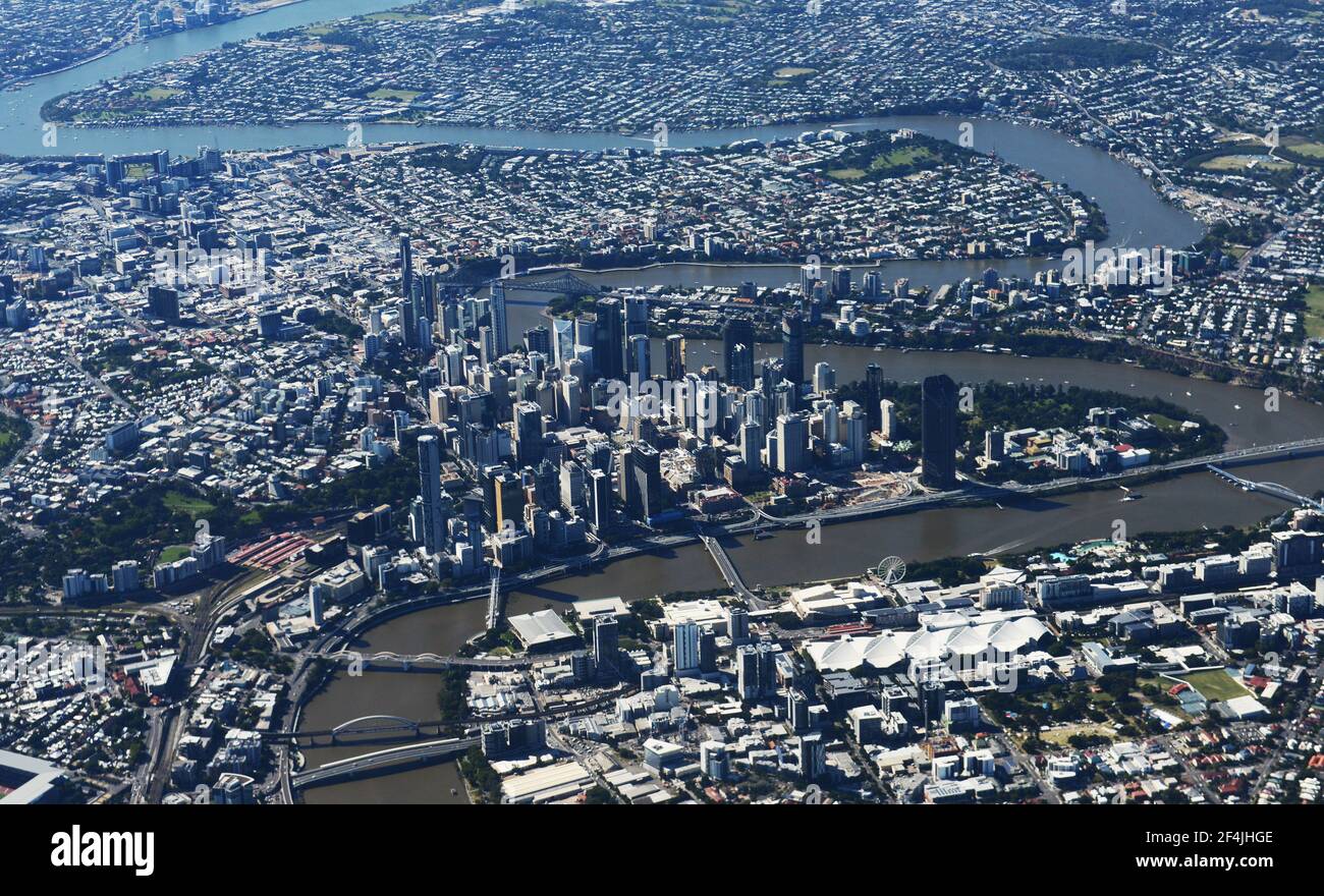 Aerial view of Brisbane's downtown Stock Photo - Alamy