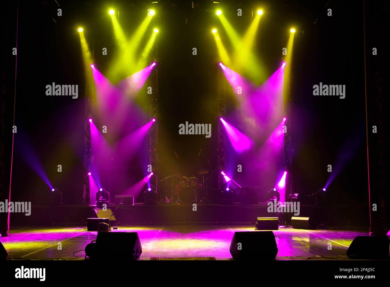 Empty stage. Multicolored lights, light show at the Concert Stock Photo ...
