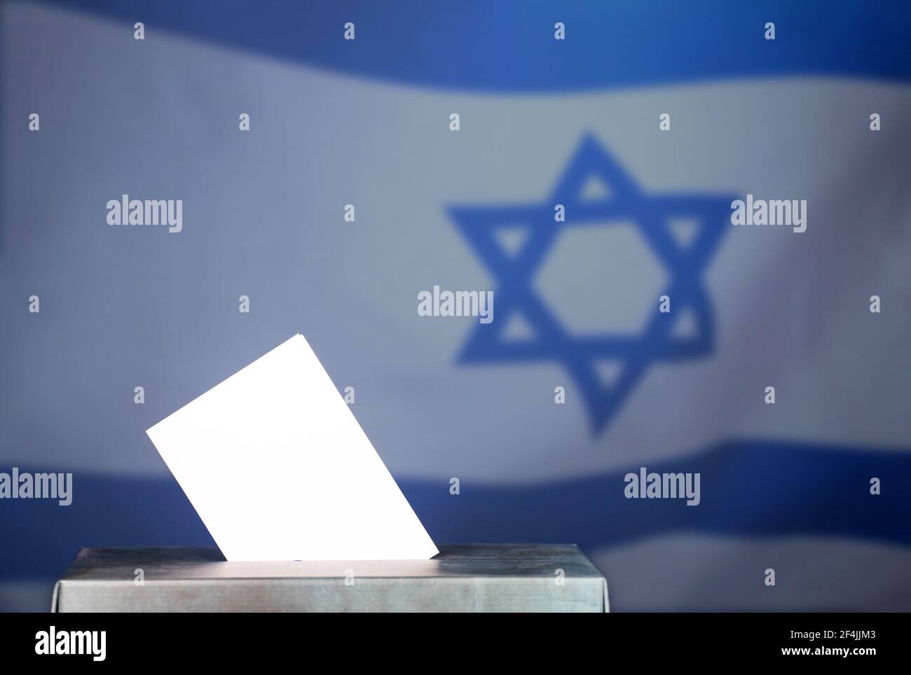Israel election banner background. Ballot Box with blurred flag Stock ...