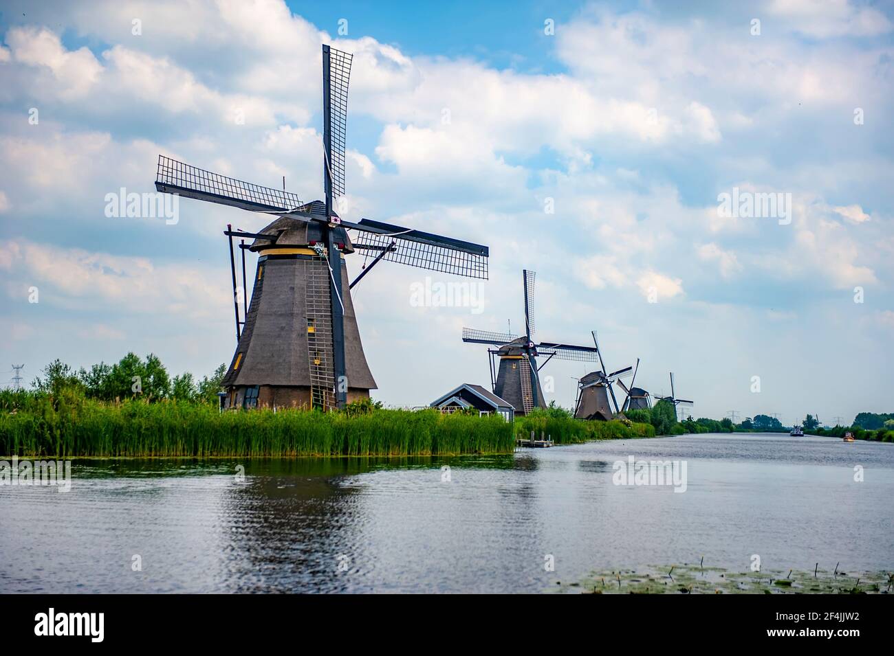Traditional Dutch windmills at the UNESCO world heritage site ...