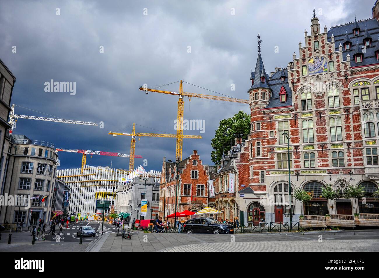 Brussels, Belgium - July 13, 2019: Typical old buildings and ...