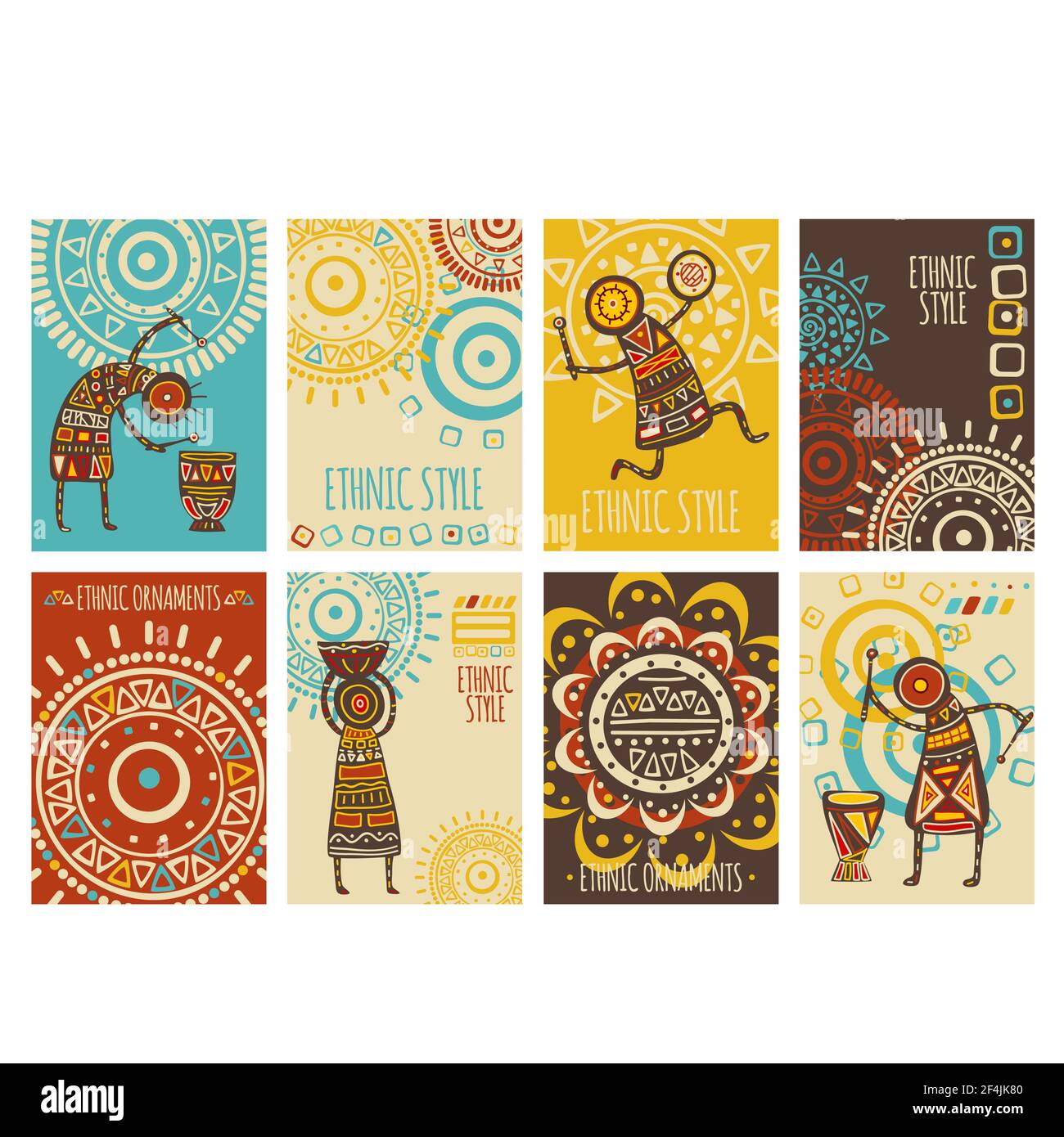 Set of ethnic banner, background, flyer, placard with tribal ornaments ...
