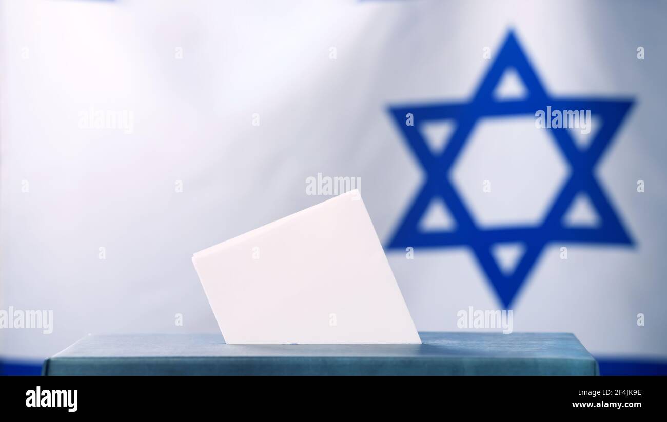 Israel election banner background. Ballot Box with blurred flag Stock ...