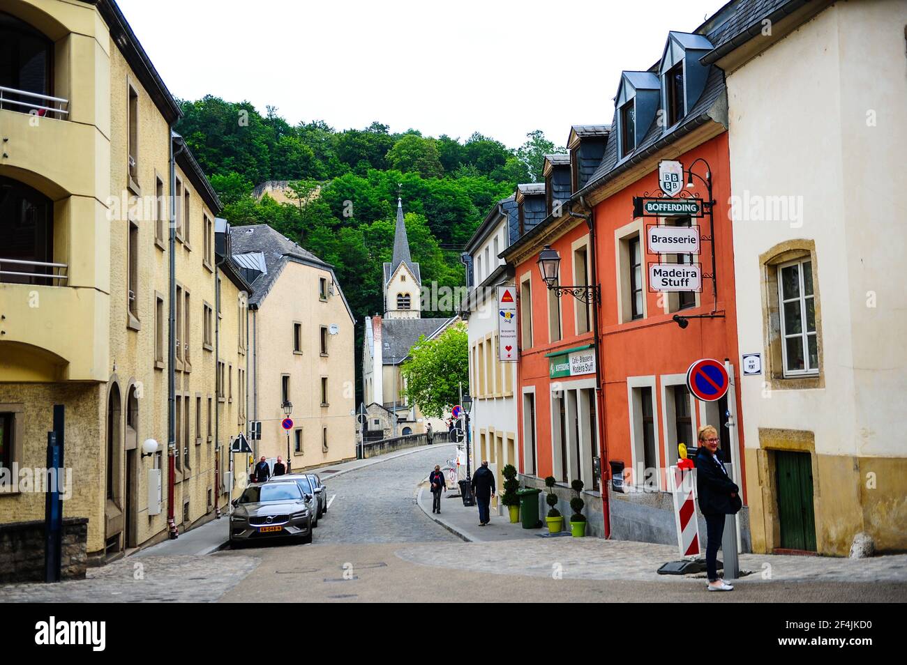 Luxembourg city, Luxembourg - July 15, 2019: People walking on the ...