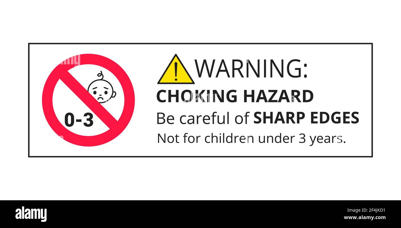Choking warning hazard forbidden sign sticker not suitable for children ...