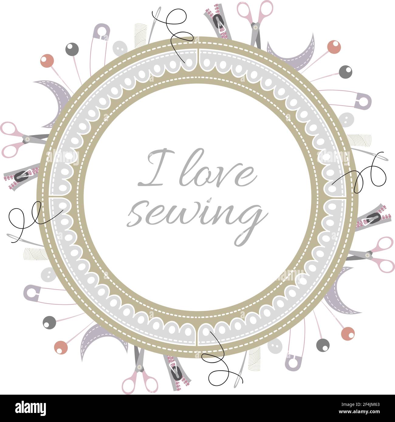 Vector illustration a round frame from objects and materials for ...