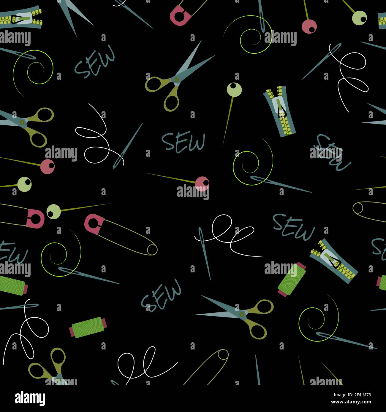 Vector seamless repeat pattern with different sewing accessories ...