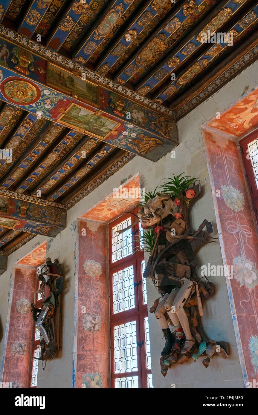 Painted ceiling and artwork, Oiron castle (16th century), a listed ...