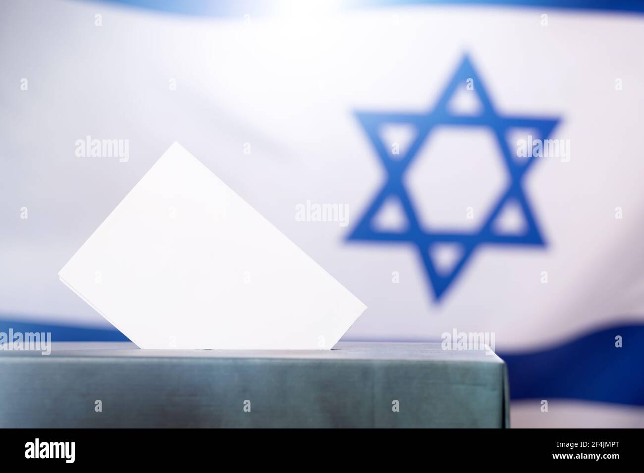 Israel election banner background. Ballot Box with blurred flag Stock ...