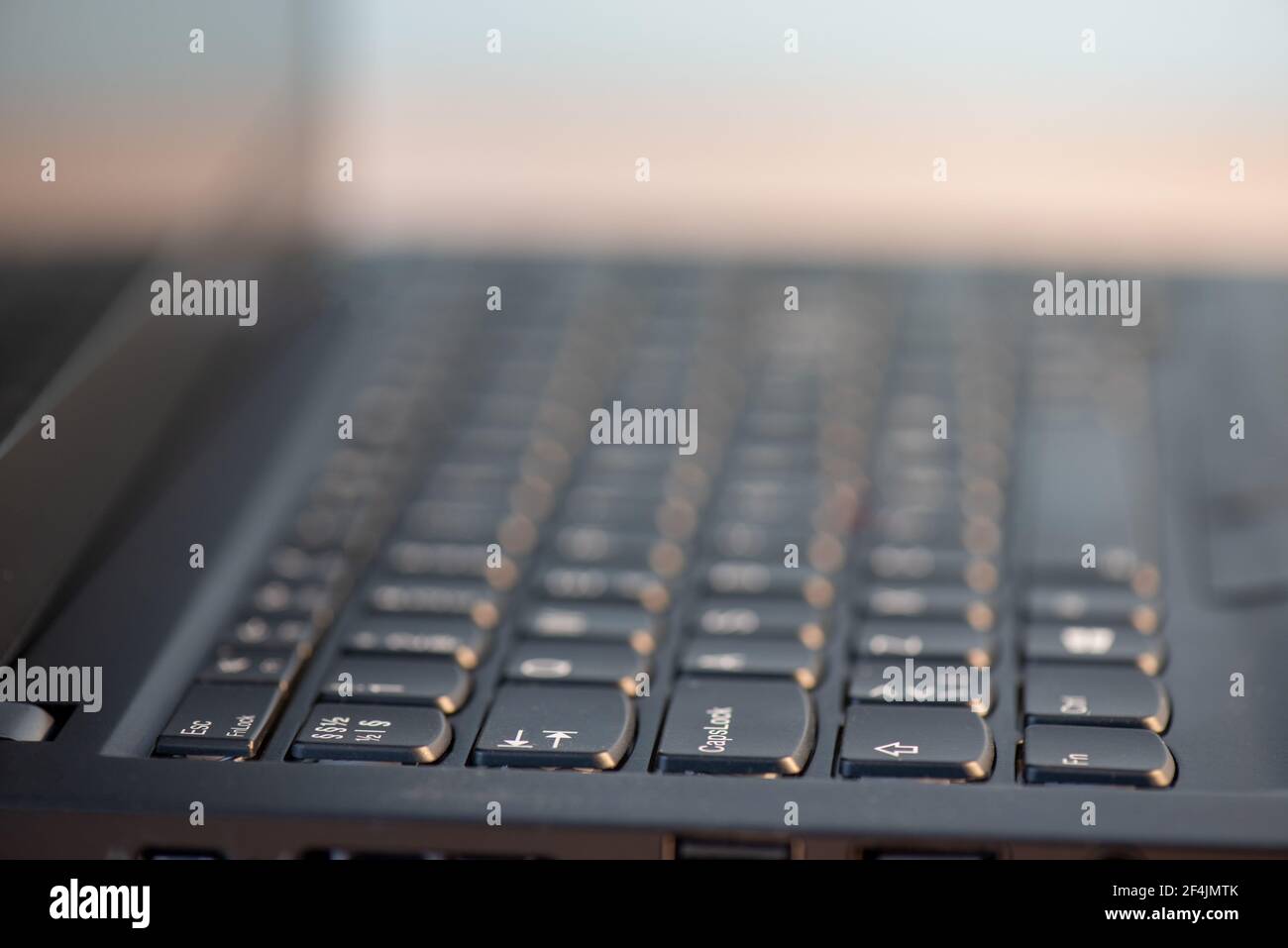 Macro shot of laptop with black keyboard Stock Photo - Alamy