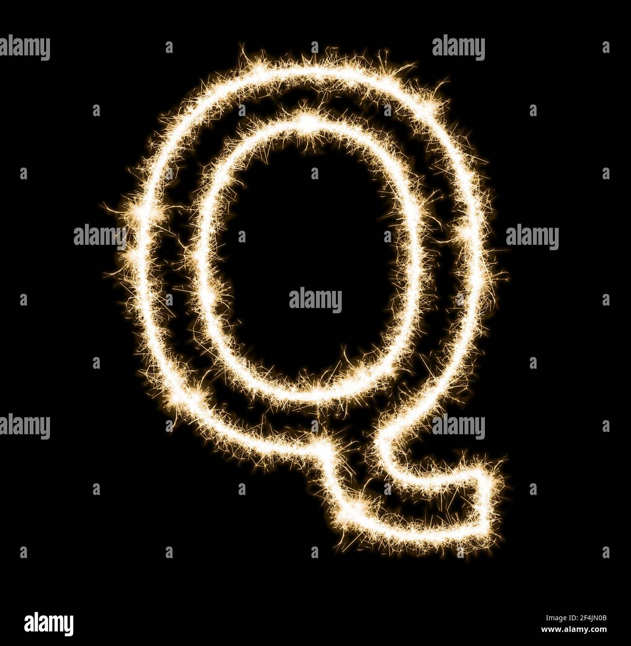 Letter Q - Made out of sparkles, isolated on black Stock Photo - Alamy