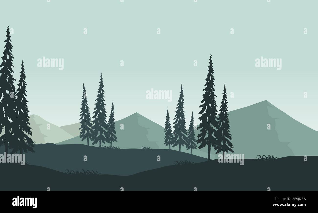 A very beautiful morning panorama with stunning natural scenery. Vector ...