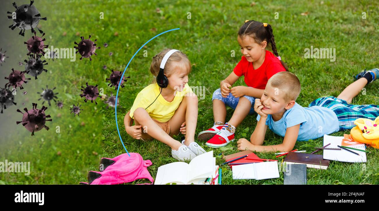 kids virus protection, Covid19 coronavirus, illustration Stock Photo ...