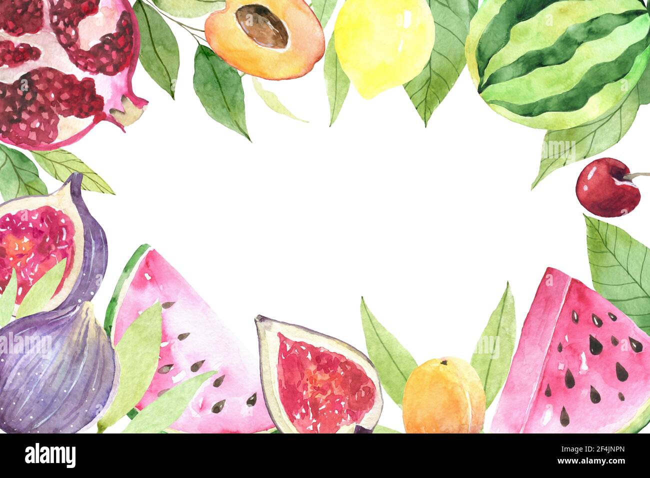Mixed Tropical Fruits, Frame, Border. colorful square background with ...