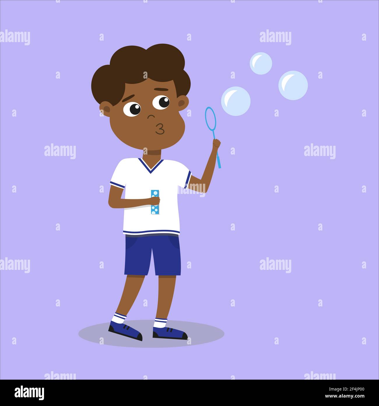 Child Blowing Bubbles Clipart