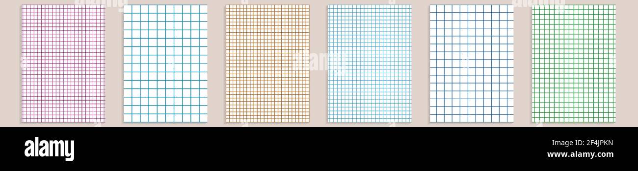 Grid paper set. Abstract squared background with color graph. Geometric ...