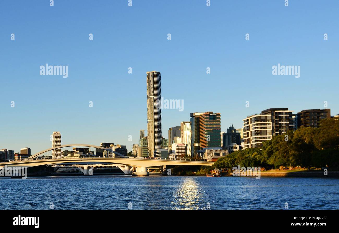 Skyline of Brisbane's central business district, Australia Stock Photo ...