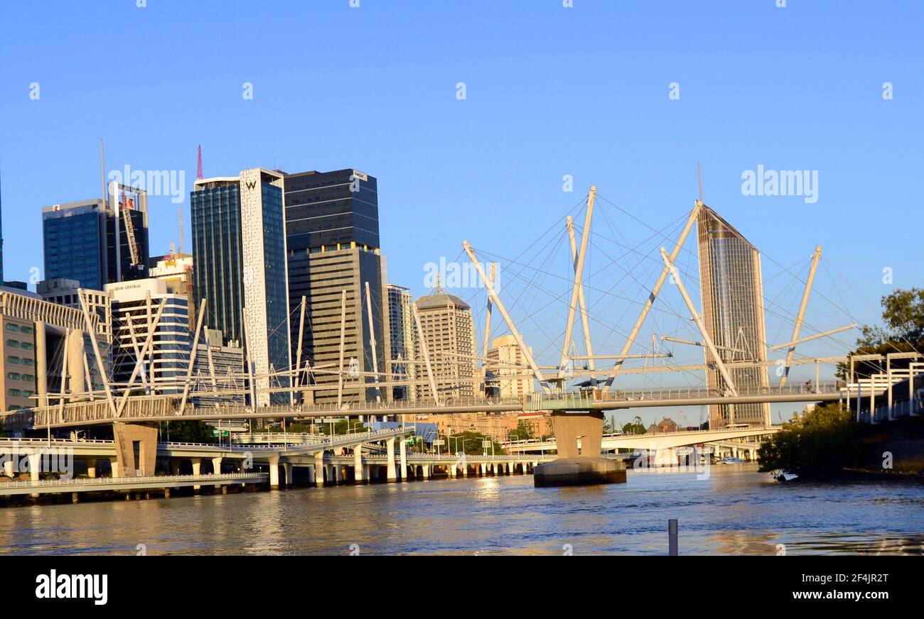 Skyline of Brisbane's central business district, Australia Stock Photo ...
