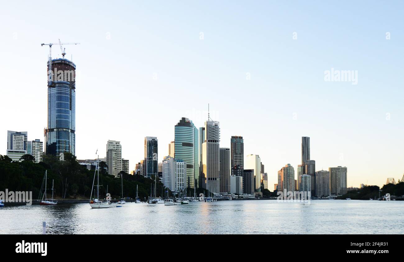 Skyline of Brisbane's central business district, Australia Stock Photo ...