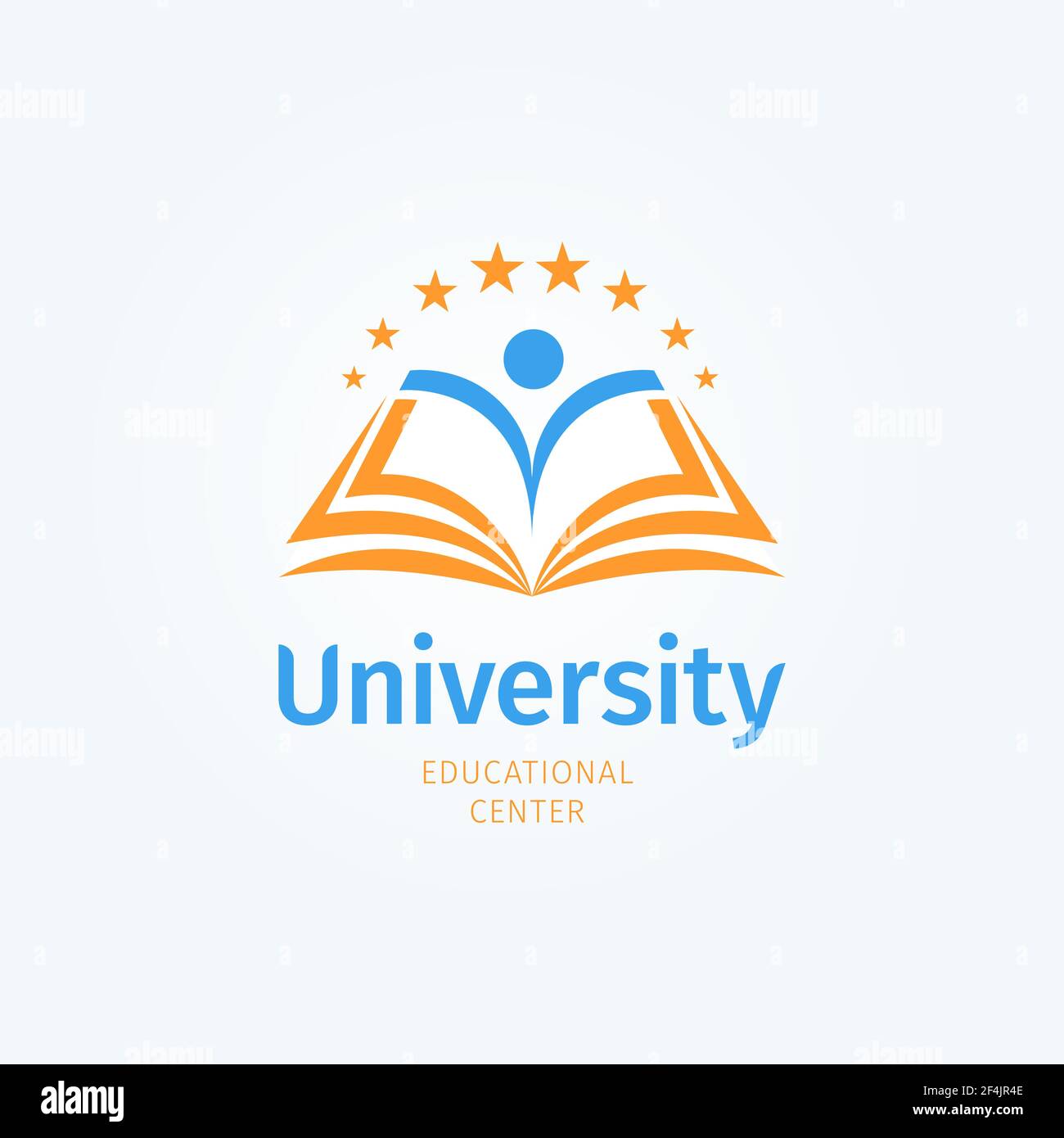 School logo. Open book and student silhouette. Knowledge and education ...