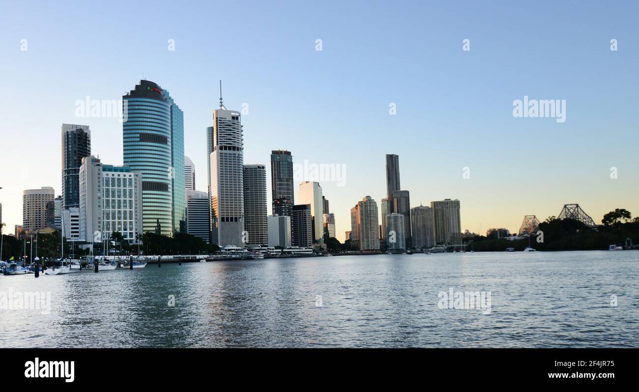 Skyline of Brisbane's central business district, Australia Stock Photo ...
