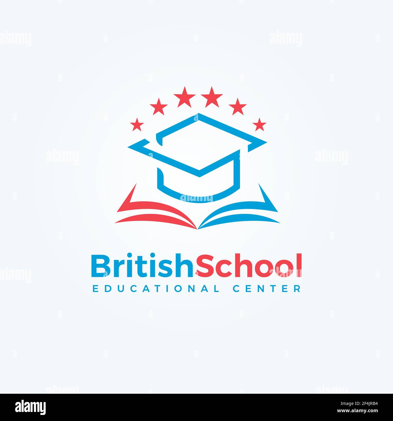 British School logo. Open book and graduation cap icon. Knowledge and ...
