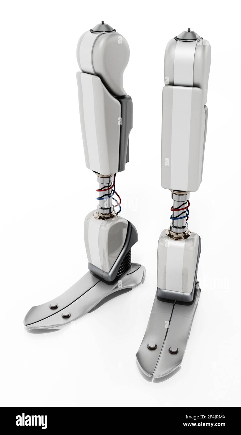 Modern prosthetic legs isolated on white background. 3D illustration ...