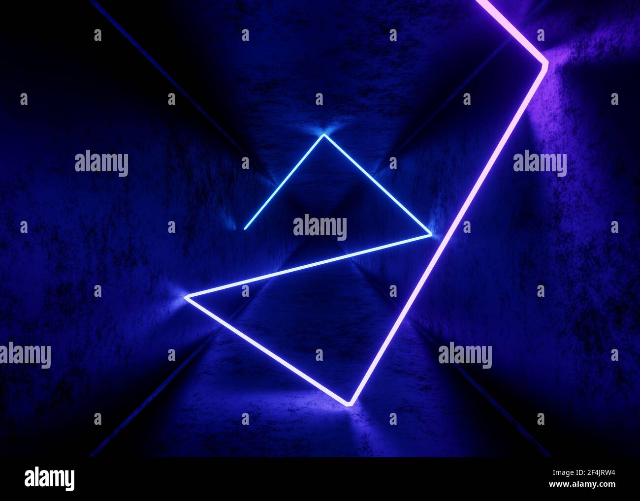3d render, abstract tunnel background with blue neon lights Stock Photo ...
