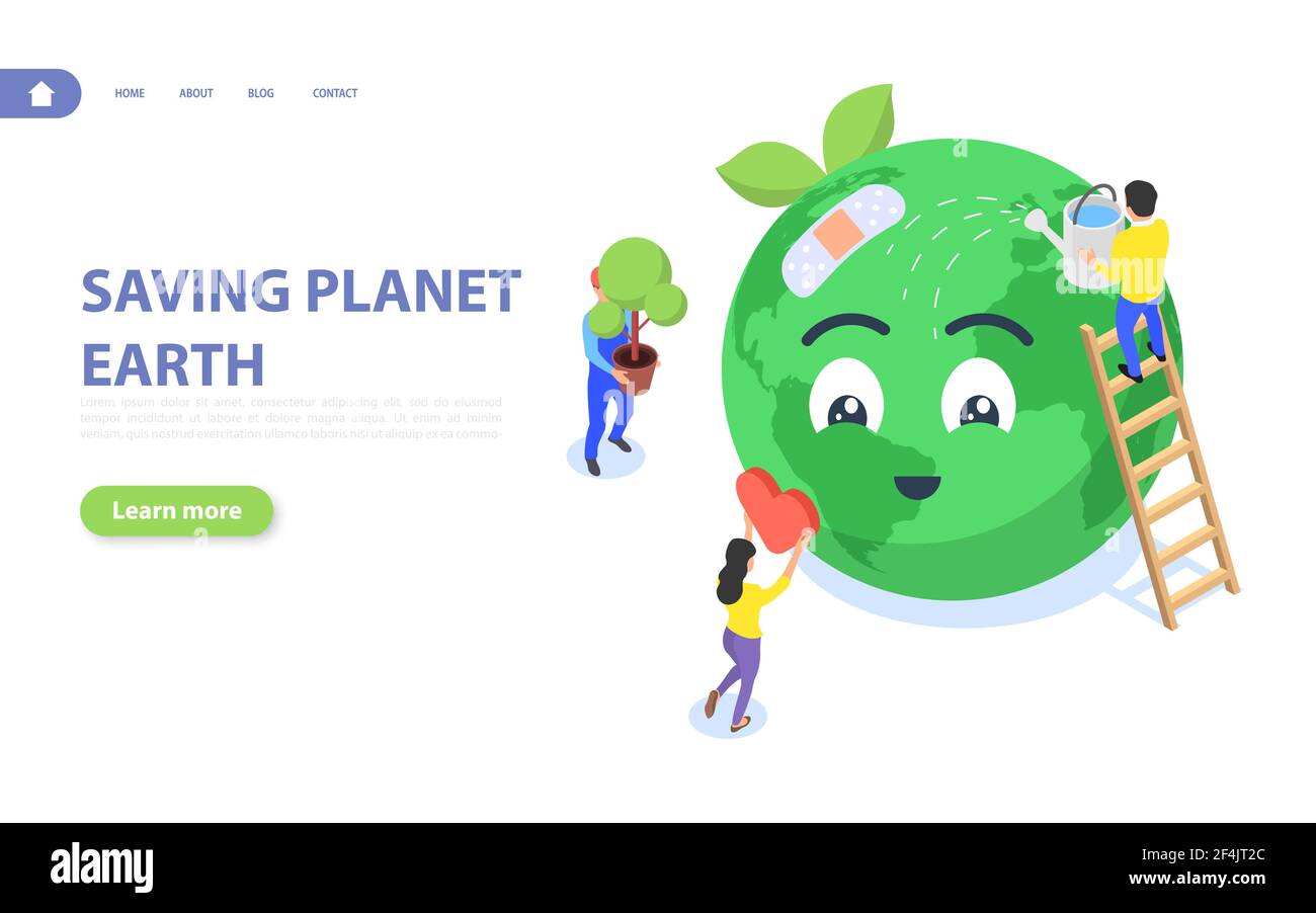 Saving planet Earth. The concept of caring for the environment. Flat ...