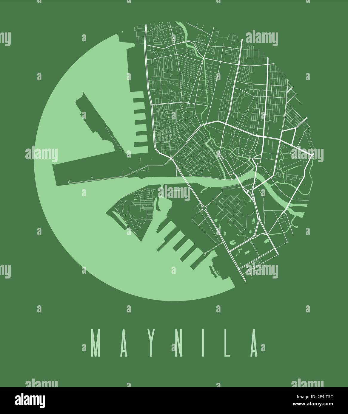 Manila map poster. Decorative design street map of Manila city ...