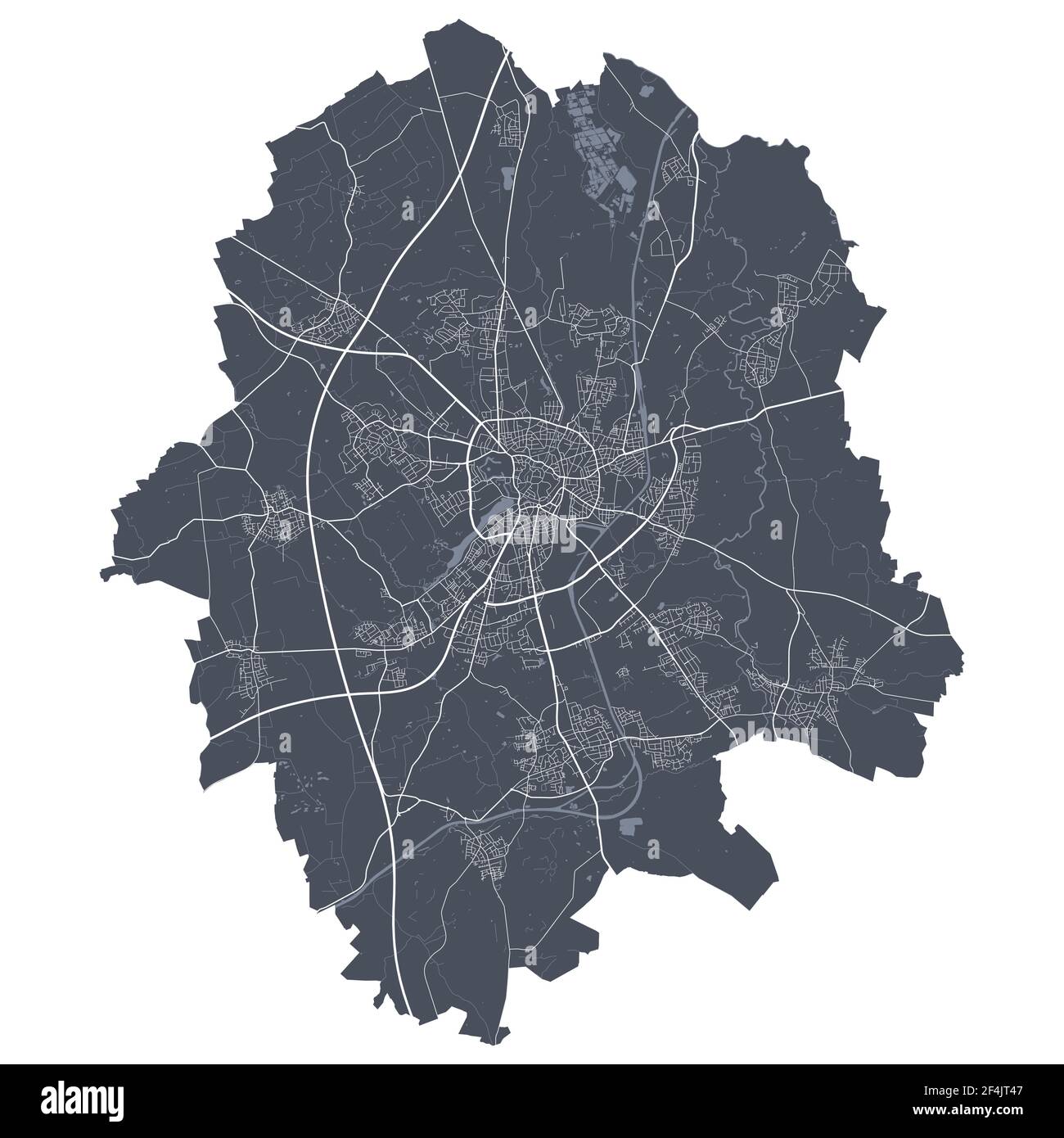 Münster map. Detailed vector map of Münster city administrative area ...