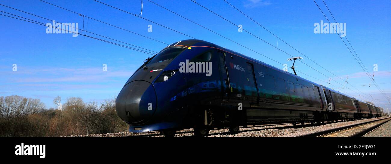 Hull Trains 802302 Azuma, East Coast Main Line Railway; Peterborough ...