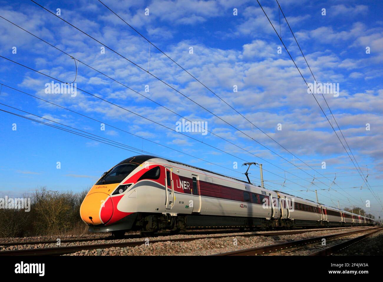 LNER Azuma train, Class 800, East Coast Main Line Railway, Newark on ...