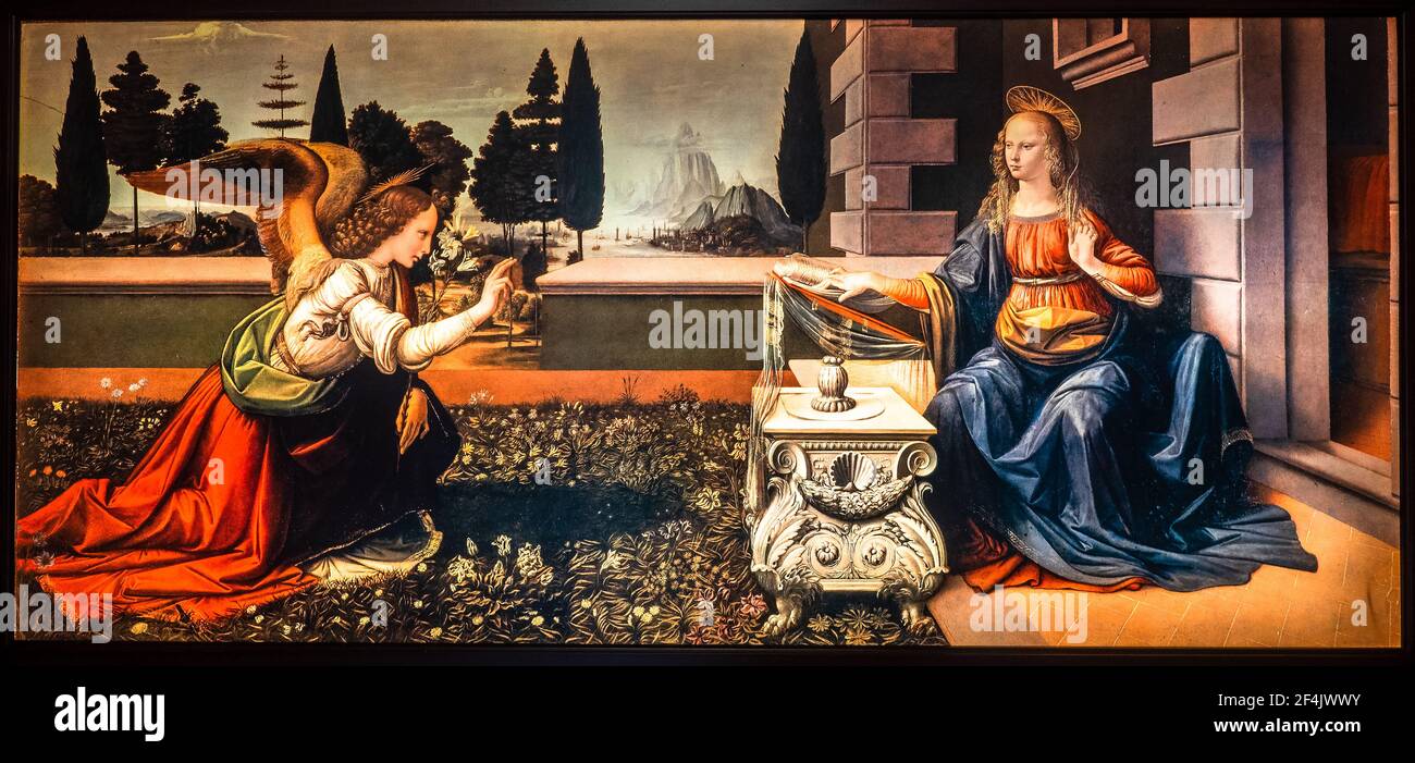 Annunciazione (Annunciation) (c. 1473-1475) By Leonardo da Vinci oil ...