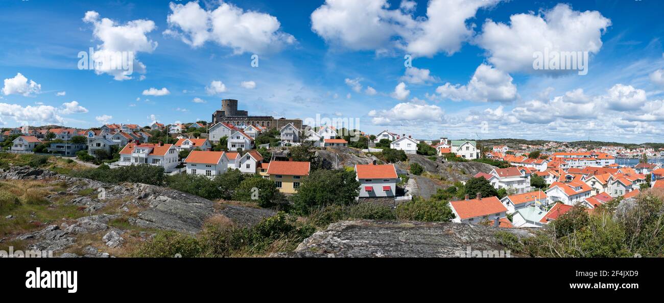 Marstrand and Carlstens Castle and village Island Wide Angle view Stock ...