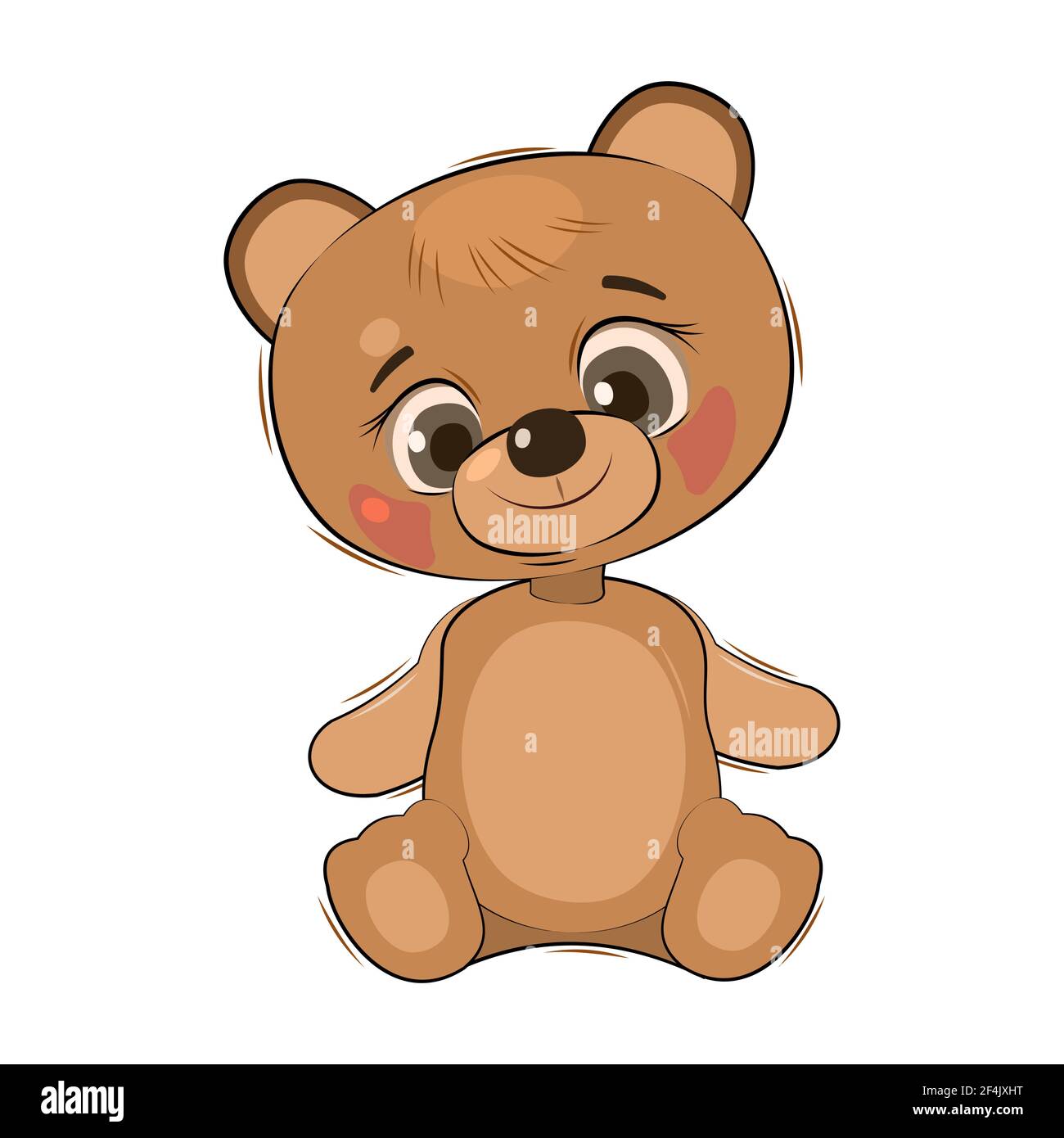 Little cub bear. Teddy. Isolated object on a white background. Cheerful ...