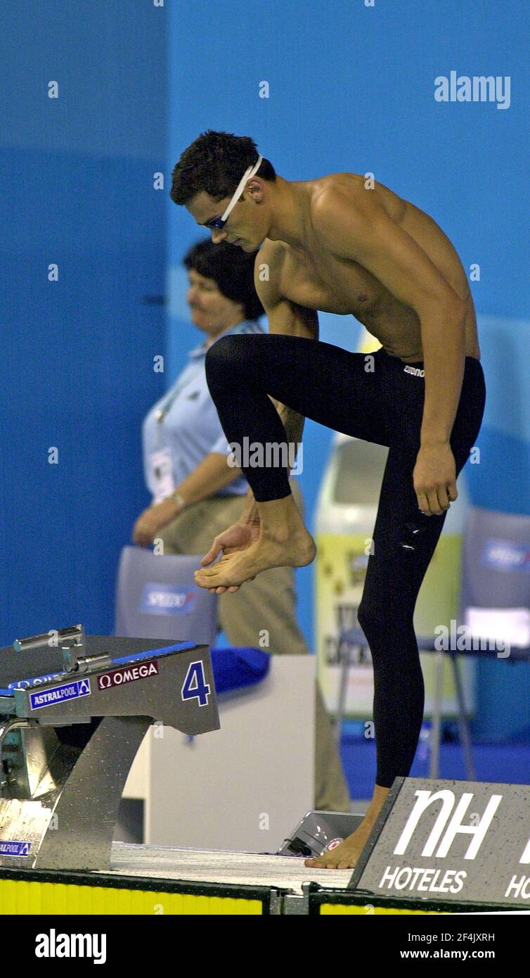 Russia, Aleksandar Popov standing on the starting block during the 100 ...