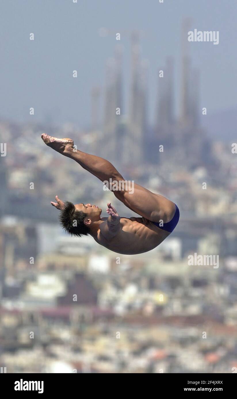 Tian Liang (China), diving from 10 mt platform during the final of the ...