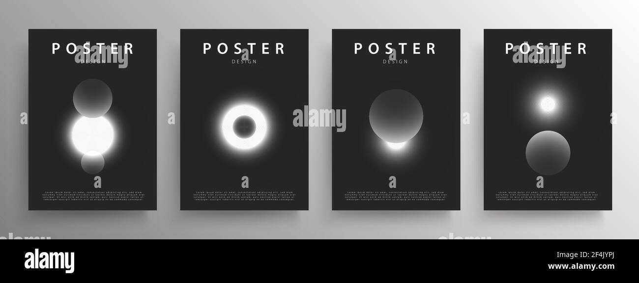 Set of minimalist abstract black and white outer space design for the ...